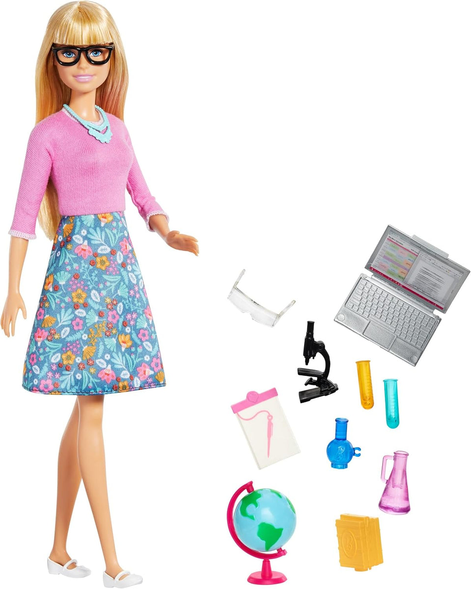 Barbie Teacher Doll, Blonde, With 10 Teaching Accessories – Funzone