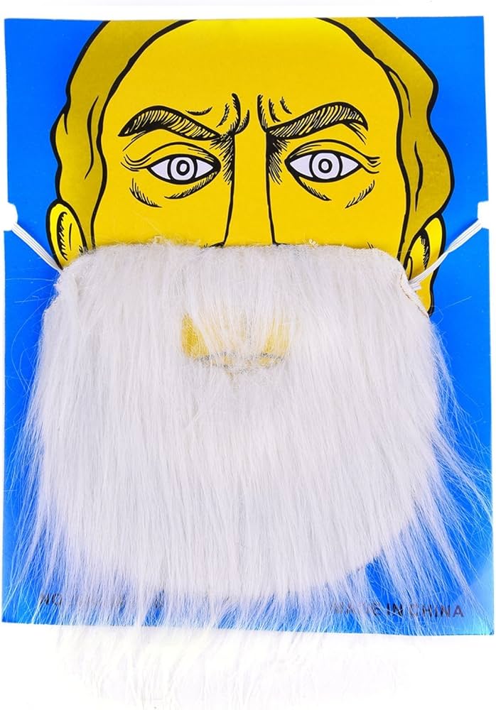 White Bushy Mustache Fake Beard with Elastic Strap – Funzone