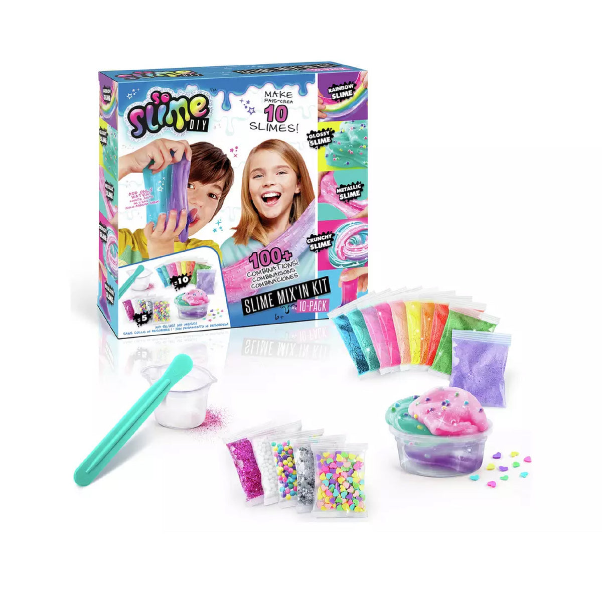 So Slime DIY Mix'in Kit 10 Pack Multi-coloured Make 10 Slimes – Funzone