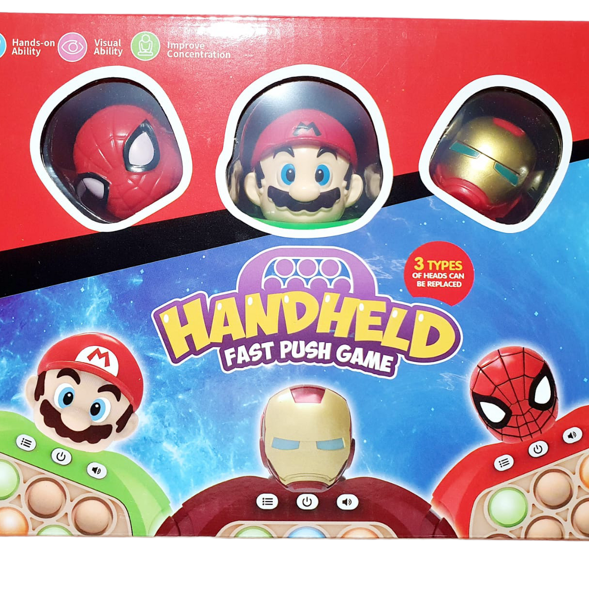 Handheld Fast Push Game Assorted Spider Man Mario Iron Man | handheld ...