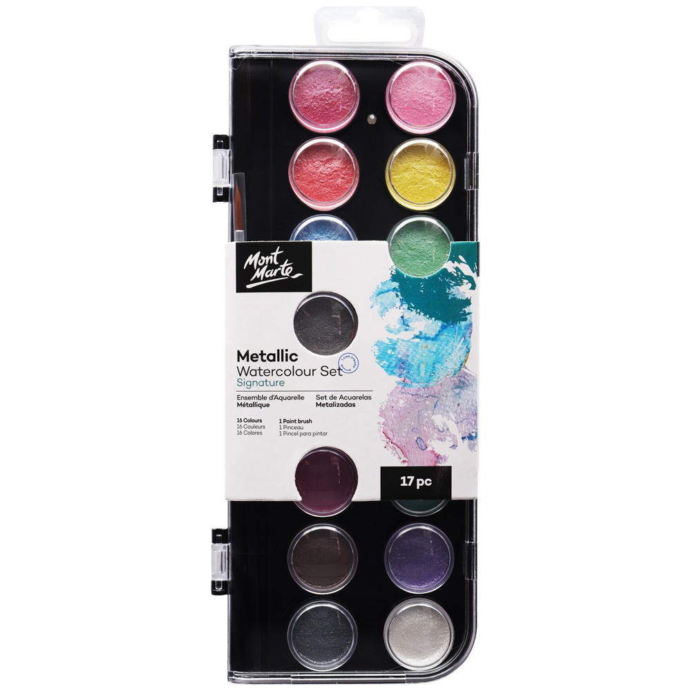 Mont Marte Metallic Watercolour Cake Set Signature 17Pc – Funzone